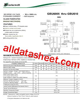 GBU606 Datasheet(PDF) - Bruckewell Technology LTD