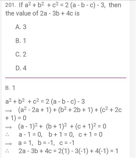 If A 2 B 2 C 2 2 A−b−c Then 2a−3b 4c