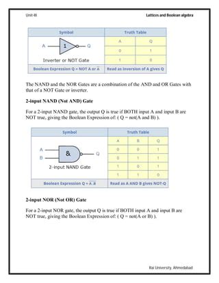 BCA Semester II Discrete Mathematics Unit Iii Lattices And Boolean Algebra PDF