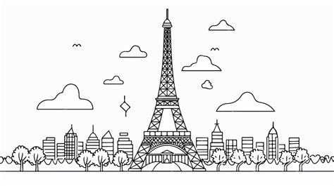 Single One Line Drawing Of Eiffel Tower Landmark Premium Ai Generated Vector