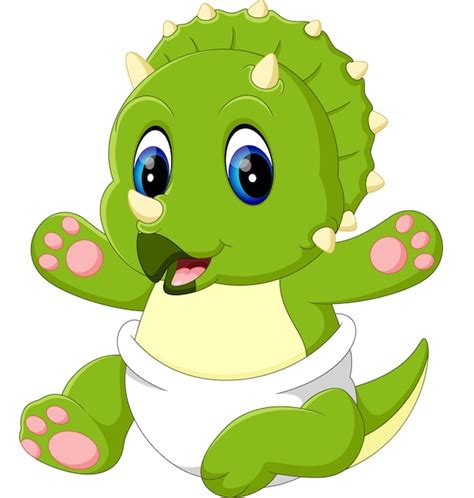 Dibujos Animados De Triceratops Bebé Vector Premium