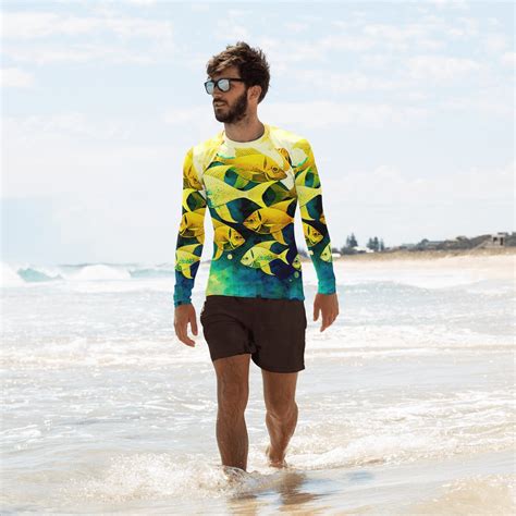 Tico Beach Mens Rash Guard Under The Sea Long Sleeve Rash Guard For