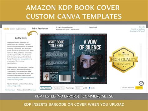 Editable Canva Book Cover Templates 5 5x8 5 Paperback Amazon KDP Book