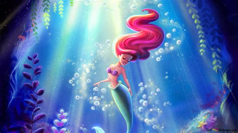 The Little Mermaid Animated Movie Mermaid In Water 2k Wallpaper Download