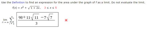 solved use the definition to find an expression for the area