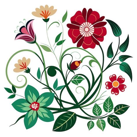 Flores Videiras Vetores Silhueta Com Fundo Branco Vetor Premium