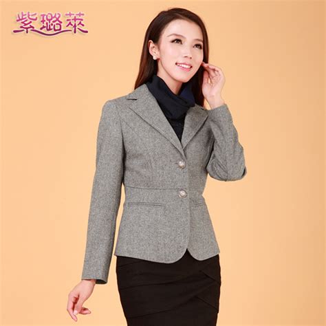 紫璐莱 2013秋冬新款 羊毛呢西装女式OL职业外套小西服修身G1339 紫璐莱服饰