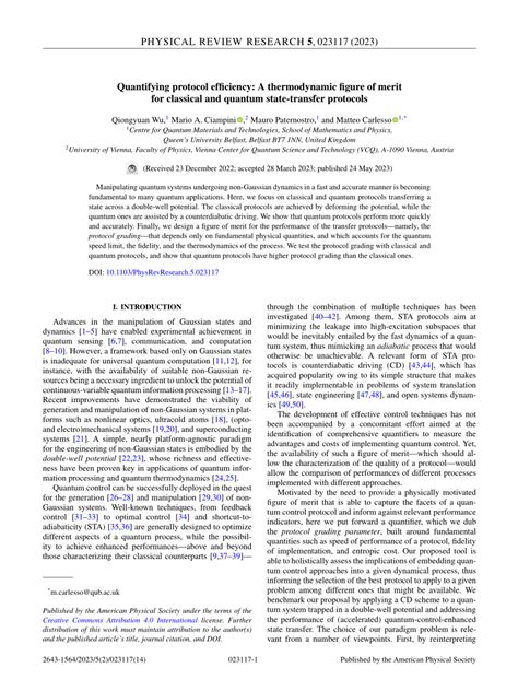 Pdf Quantifying Protocol Efficiency A Thermodynamic Figure Of Merit