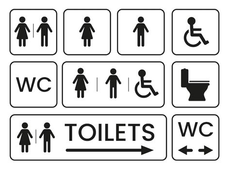 화장실 표지판 벡터 Wc 기호 장애인 화장실 표지판을 인쇄할 준비가 되었습니다 프리미엄 벡터