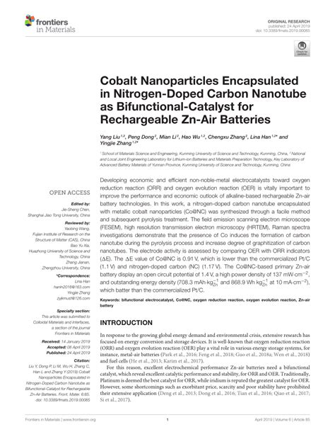 Pdf Cobalt Nanoparticles Encapsulated In Nitrogen Doped Carbon