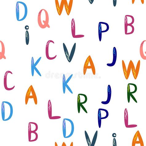 Abc Seamless Pattern In Simple Cartoon Style Cute Alphabet Print