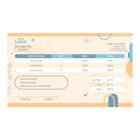 영수증 책 템플릿 디자인 프리미엄 벡터