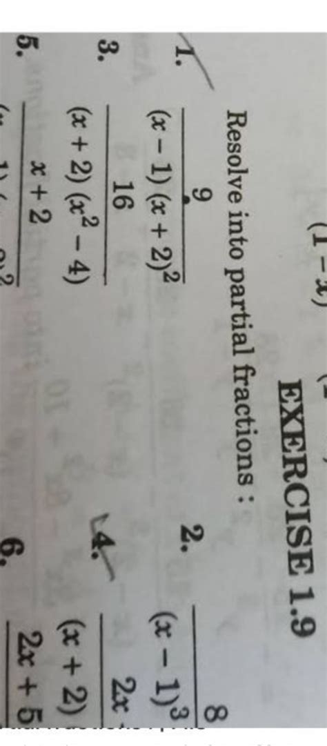 exercise 1 9resolve into partial fractions 1 x−1 x 2 29 2 x−1 38