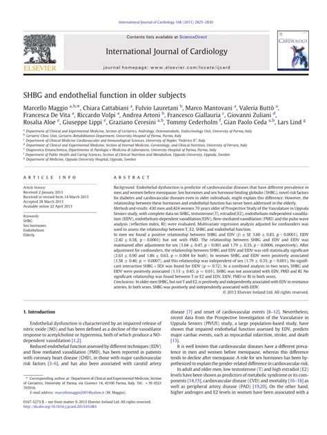 Pdf Shbg Sex Hormones And Inflammatory Markers In Older Women