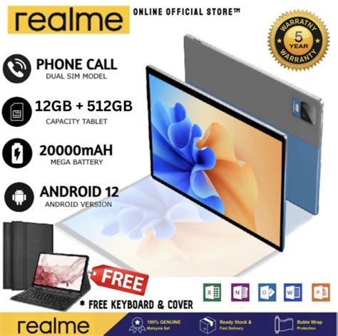 🔥ซื้อ 1 ฟรี 9 รายการ🔥 ของแท้ 100 Realme Tablet Pc S Pro แท็บเล็ต 10 8