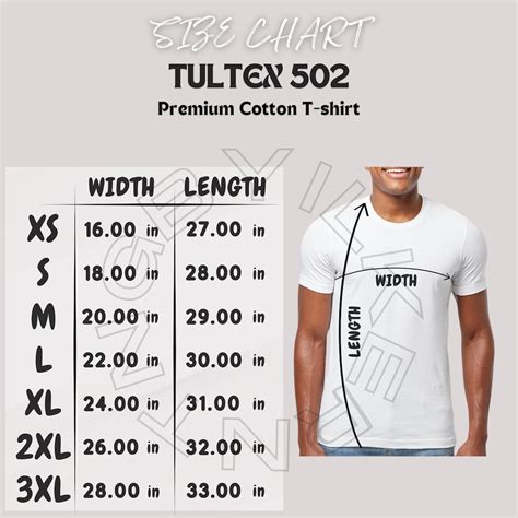 T Shirt Size Chart I Tultex 502 Size Chart Size Chart Premium