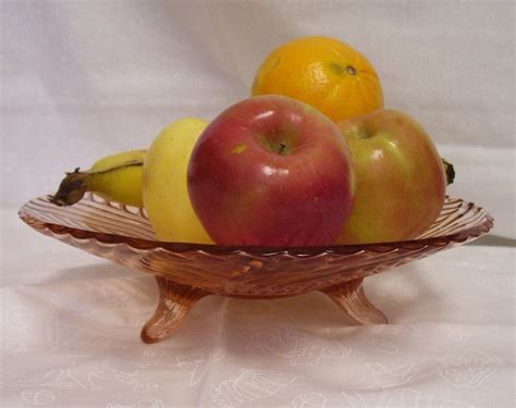 Pink Depression Glass Shallow Footed Bowl Swirl Pattern Etsy