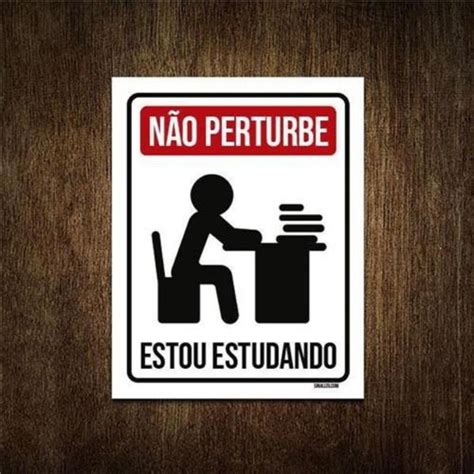 Placa Decorativa Não Perturbe Estou Estudando Shopee Brasil