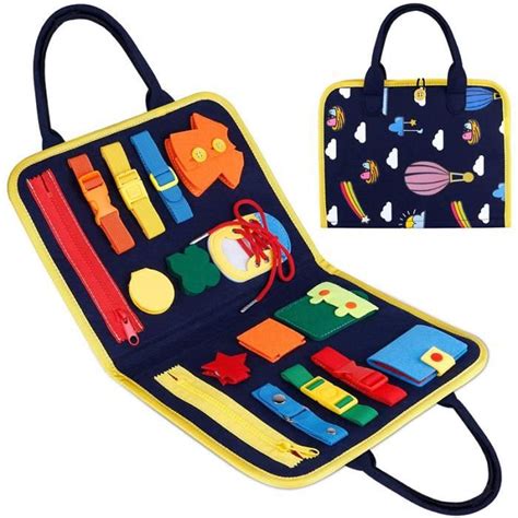 Seabuty Busy Board Pour Enfants 2 Couches Planche Jeux Montessori