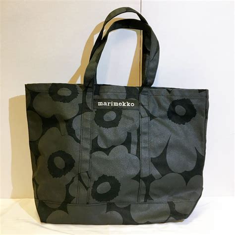 【美品】 Marimekko マリメッコ 大判 ビッグトートバッグ ハンドバッグ コーティング キャンバス バッグ ボストン ウニッコ柄