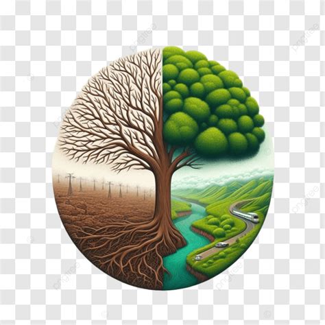 Urban Nature Balance Pollution Control Tree Globe Urban Nature