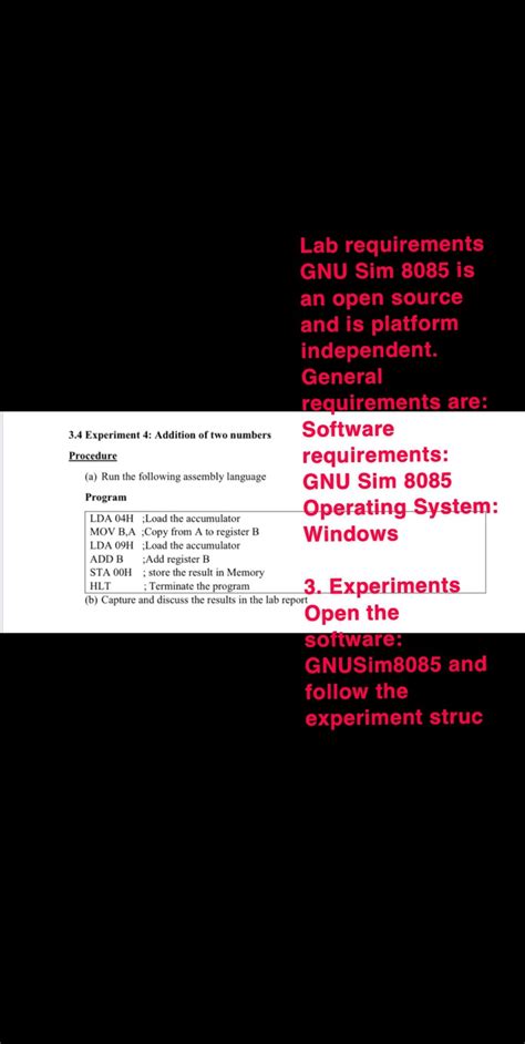 Solved Lab Requirements Gnu Sim 8085 Is An Open Source And