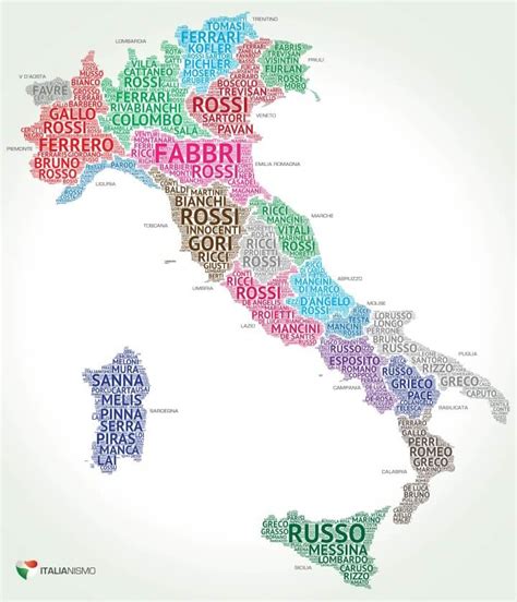 Most Common Surnames In Italy By Region Map Italian Traditions Surnames