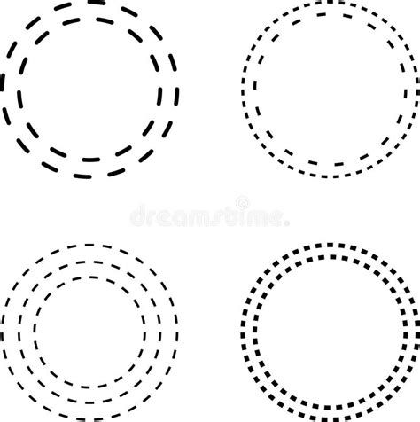 Dotted Line Circle Frame Vector Dashed Outline Design Of Border Icon Of Cut Circle Frame Stock