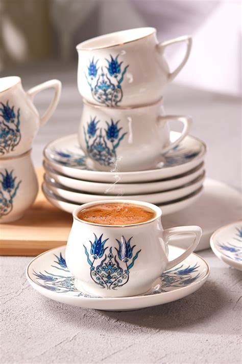 iznik نموذج جديد 6 شخص كوب القهوة مجموعة 90 مل siliphiumshoplibya