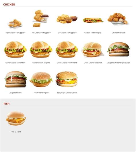 Printable Mcdonalds Menu Uk