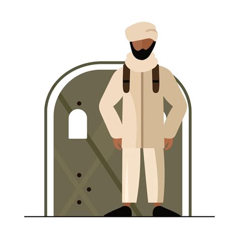Premium Vector Muslim Man Refugee Flat Illustration Escape From The