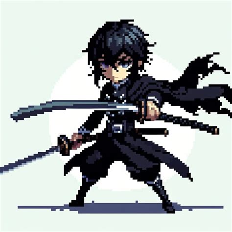 Pixel Art Warrior Dark Haired Swordsman Animation Attack Ai Art
