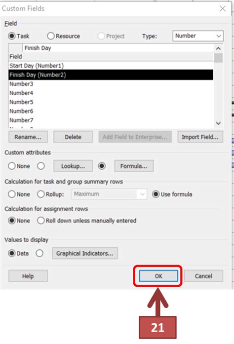 show ordinal dates instead of start and finish dates in microsoft project
