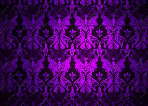 Damask Purple Color Luxury Decorative Textile Pattern Image Premium