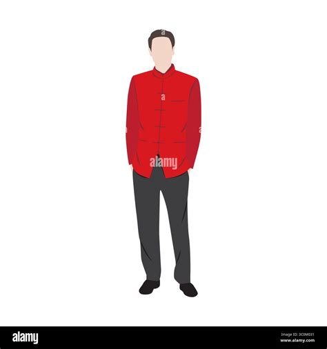 Vector Flat Illustration Malaysian Chinese Man Wearing Traditional