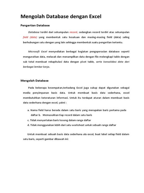 Mengolah Database Dengan Excel Pdf