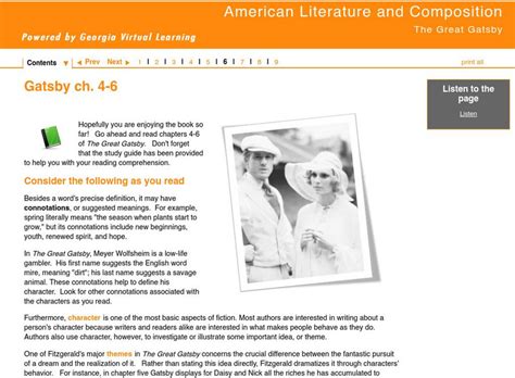 Ga Virtual Learning American Literature The Great Gatsby Chapters 4 6 Unit Plan For 9th
