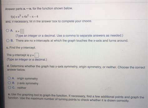 Solved Answer Parts A E For The Function Shown Below F X Chegg