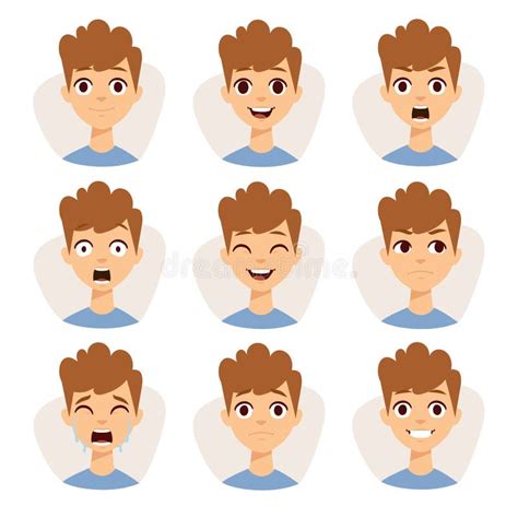 以男孩为特色的例证哄骗显示另外表情情感动画片传染媒介 向量例证 插画 包括有 表面 头发 字符 收集 68479559
