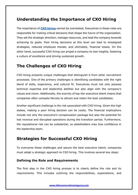 Cxo Hiring Securing The Best Executive Talent Pdf