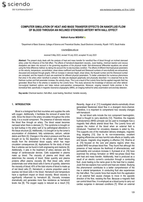 Pdf Computer Simulation Of Heat And Mass Transfer Effects On