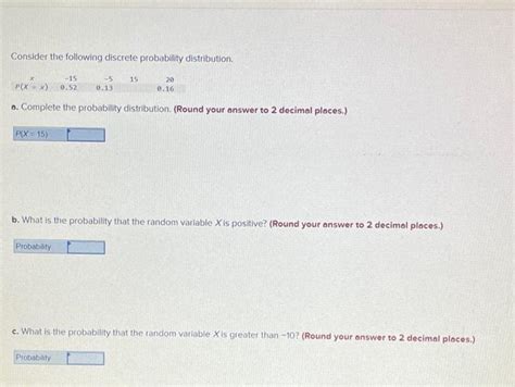 Solved Consider The Following Discrete Probability Distr
