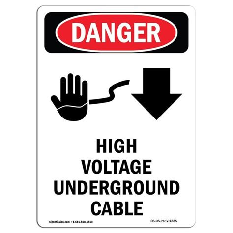 Signmission Safety Sign Osha Danger 18 Height Rigid Plastic High Voltage Underground Signmission Safety Sign Osha Danger 18 Height Rigid Plastic High Voltage Underground