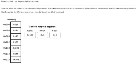 Solved Is My Answer Correct The Mov And Lea Assembly