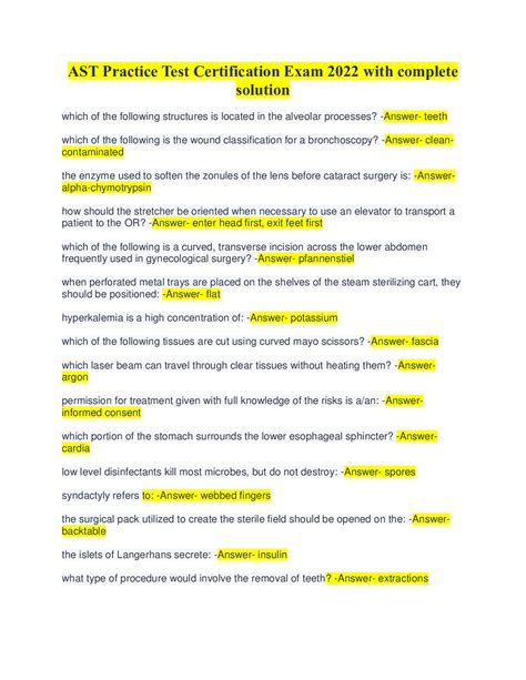 Ast Practice Test Certification Exam 2022 With Complete Solution Scholarfriends
