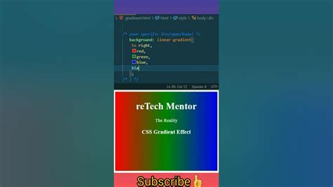 Css Gradient Effect Css Csseffect Retechmentor Frontend Youtube
