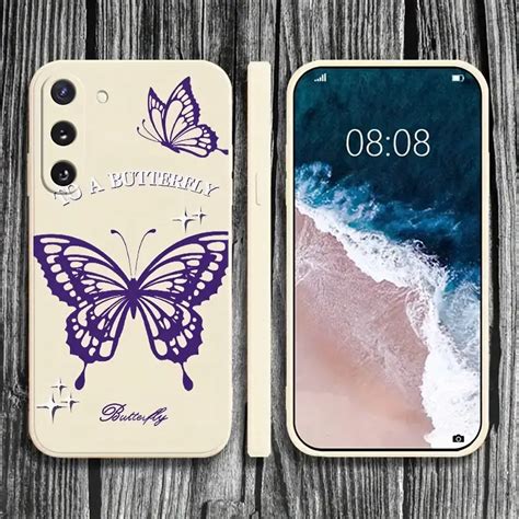 غلاف هاتف متميز بنمط فراشة بنفسجي لسلسلة سامسونج Temu