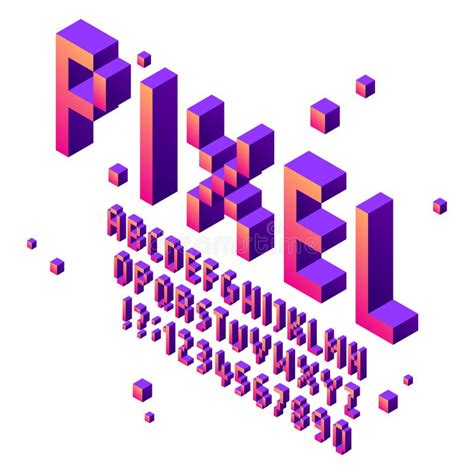 Pixel Numbers Retro 8 Bit Pixels Number Font Vector Illustration Set