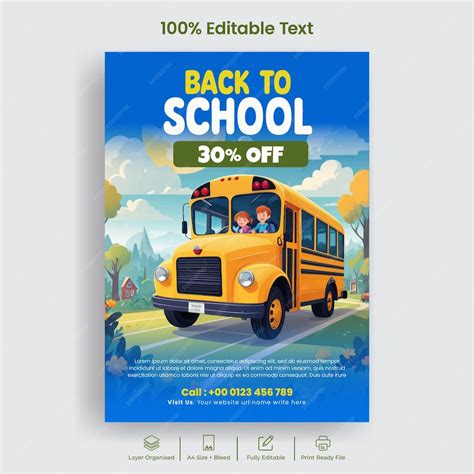 Premium Vector Back To School Sale Print Flyer Or Poster Template