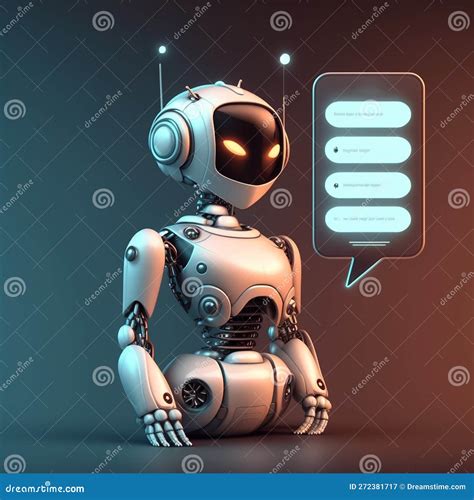 Talking Cute Robot With Artificial Intelligence Concept Of Chatbot